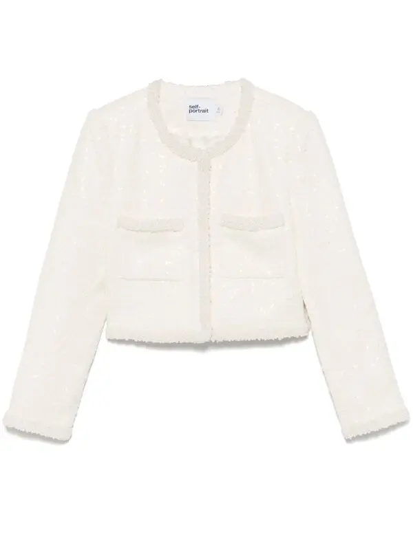 SELF-PORTRAIT Bouclé Jacket - White