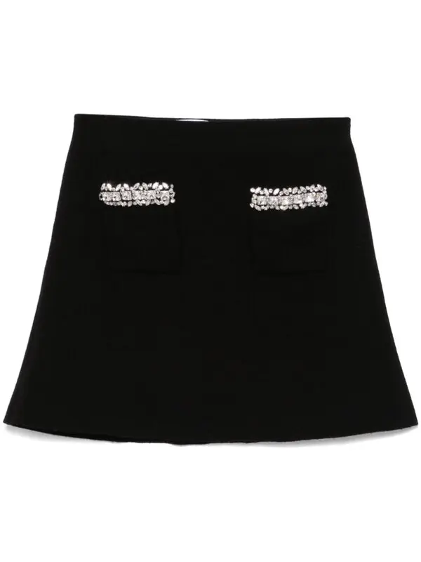 SELF-PORTRAIT Knitted Embellished Mini Skirt