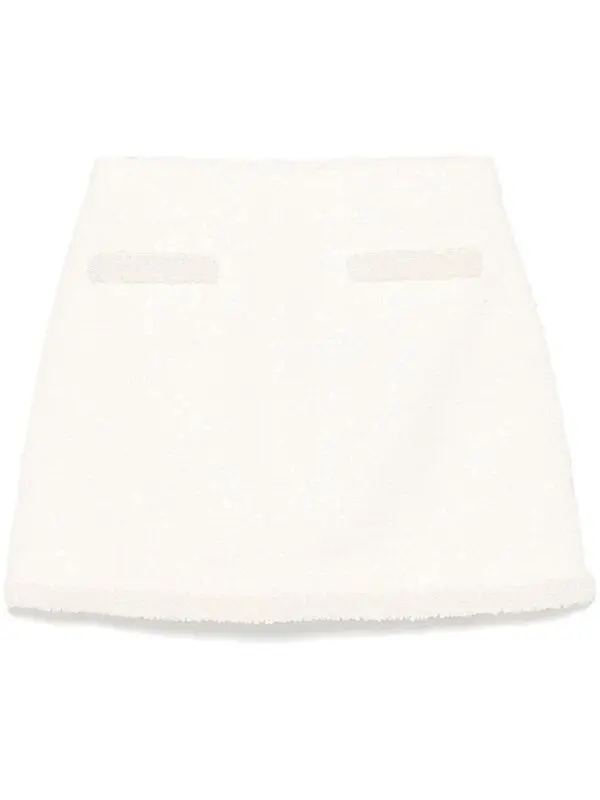 SELF-PORTRAIT Bouclé Mini Skirt - Neutrals