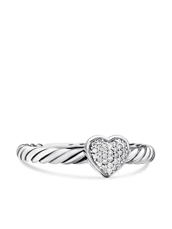 David Yurman Sterling Diamond Heart Stack Ring