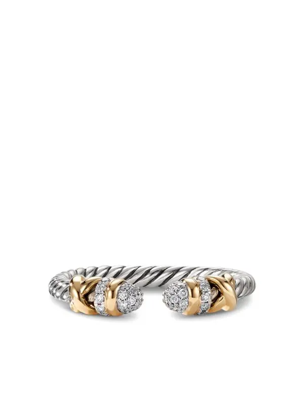 David Yurman 18kt Yellow Gold And Sterling Petite Helena Open Diamond Ring - Silver