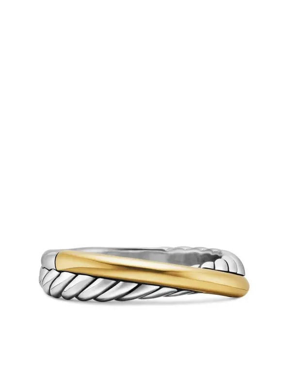 David Yurman 18kt Yellow Gold And Sterling Crossover Band Ring