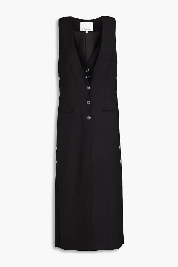 3.1 Phillip Lim Grain De Poudre Wool-blend Midi Dress - Black