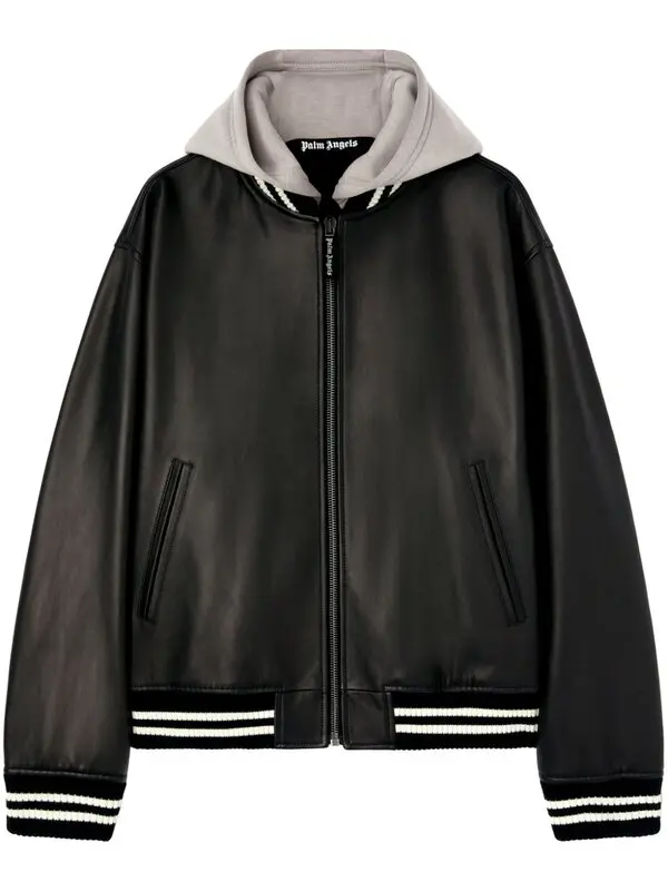 Palm Angels Curved-logo Bomber Jacket - Black