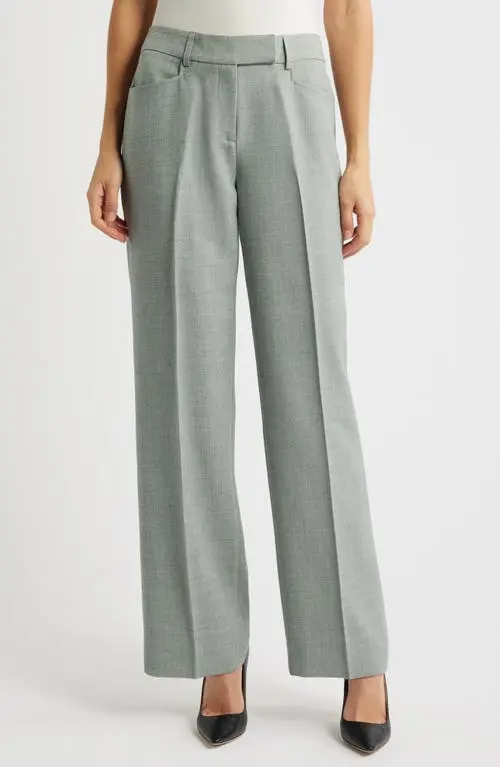 TAHARI ASL Bird Eye Straight Leg Trousers - Eucalyptus