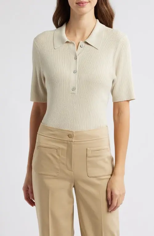 TAHARI ASL Rib Polo - Ecru