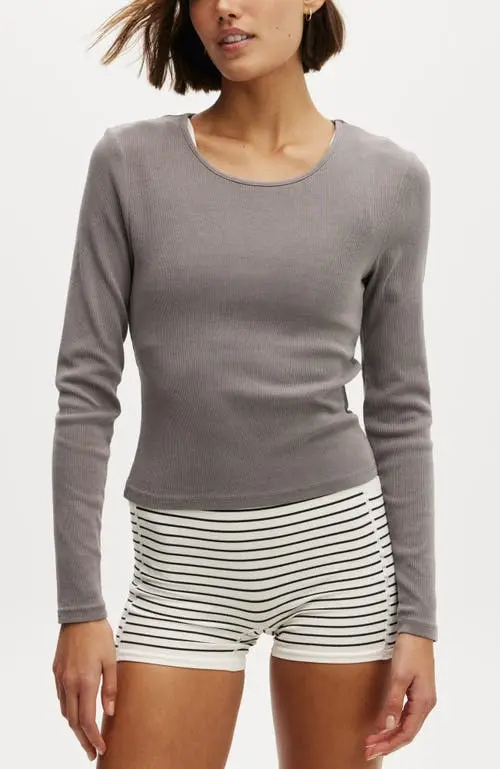 Cotton:on Active Core Rib Longsleeve - Washed Desert Grey