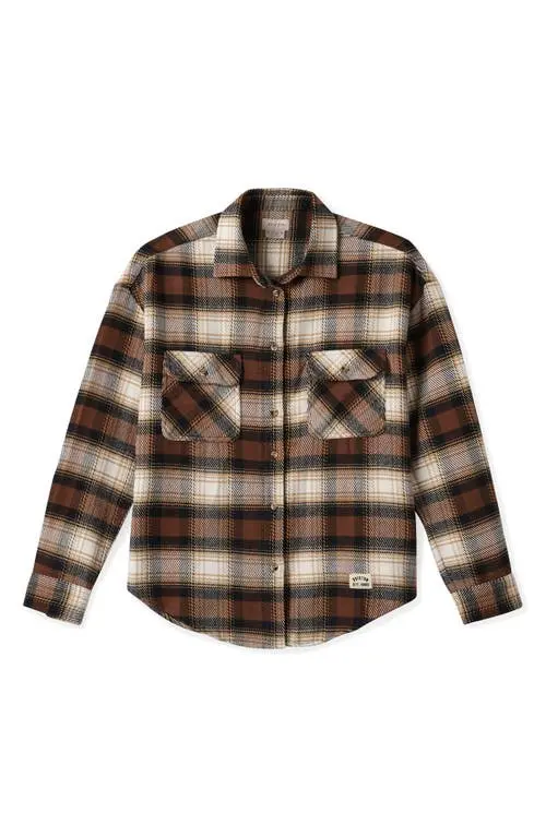 Brixton Bowery Plaid Flannel Button-up Shirt - Garden Topiary/washed Copper