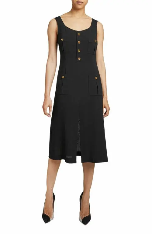 Santorelli A-line Sleeveless Wool Crepe Dress - Black