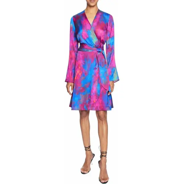 Santorelli Kayden Printed Charmeuse Fit And Flare Dress - Magenta Multi