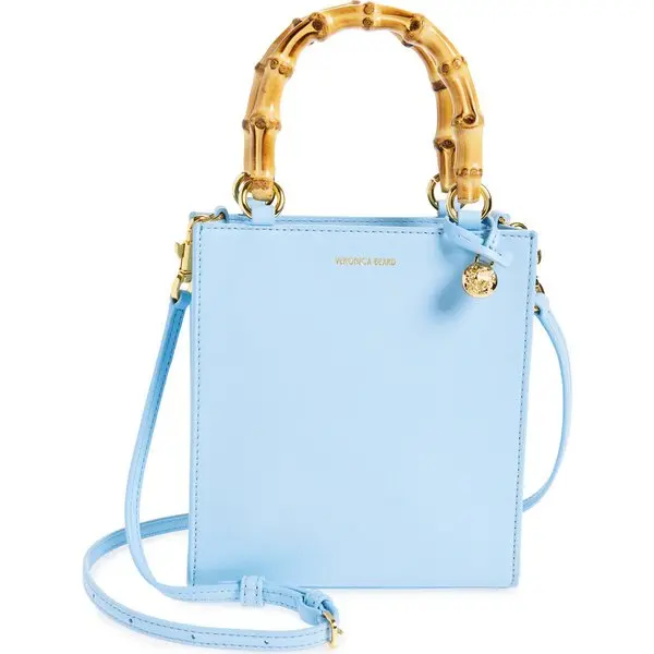 Veronica Beard Small Leather Shopper With Bamboo Handle