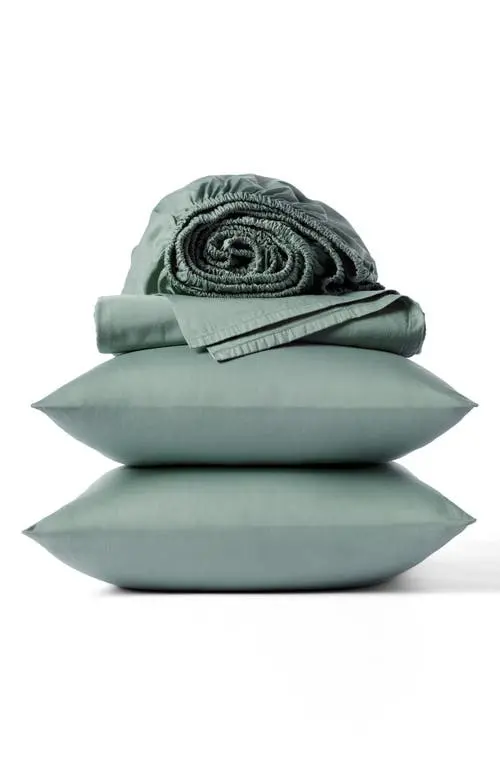 COYUCHI Cloud Soft 320 Thread Count Organic Cotton Sateen Sheet Set - Sage