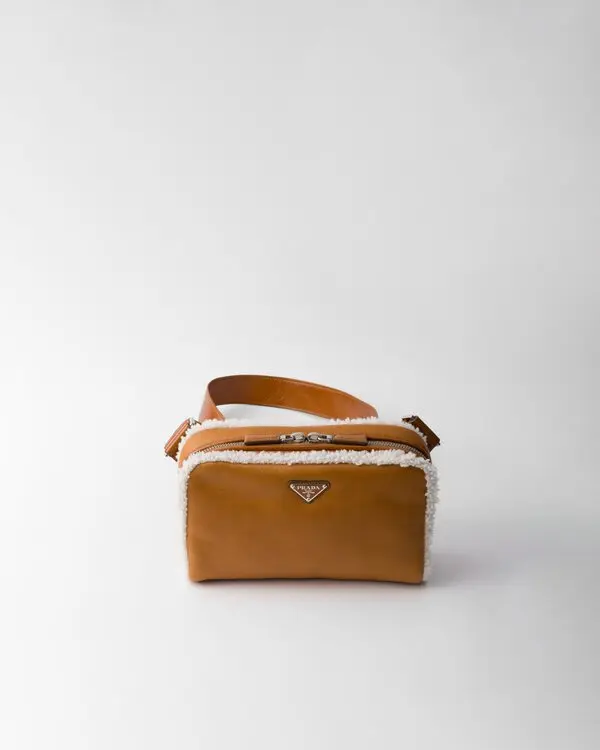 Prada Shearling Shoulder Bag - Cognac/natural