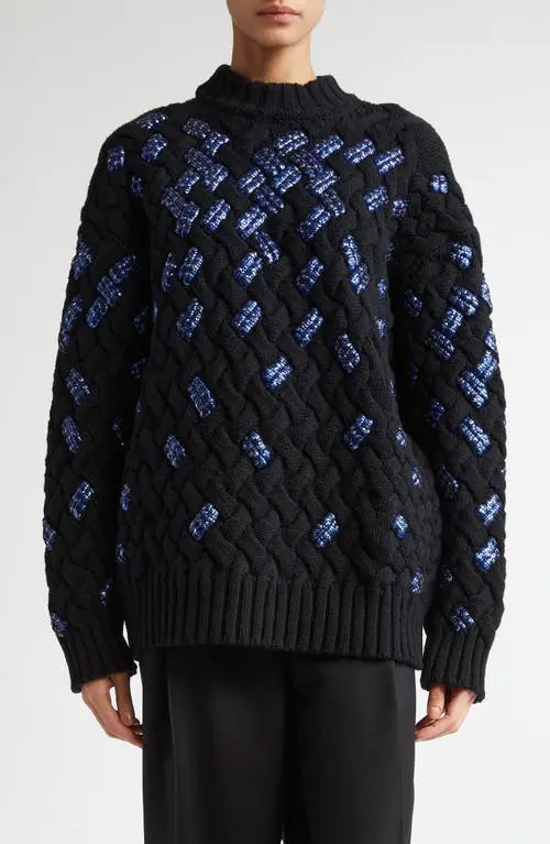 Dries Van Noten Embellished Virgin Wool Cable Knit Sweater