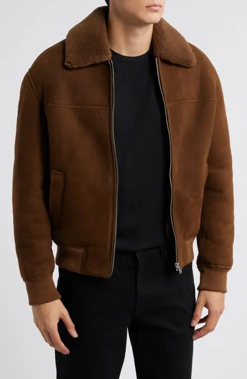 FRAME Suede & Genuine Shearling Bomber Jacket