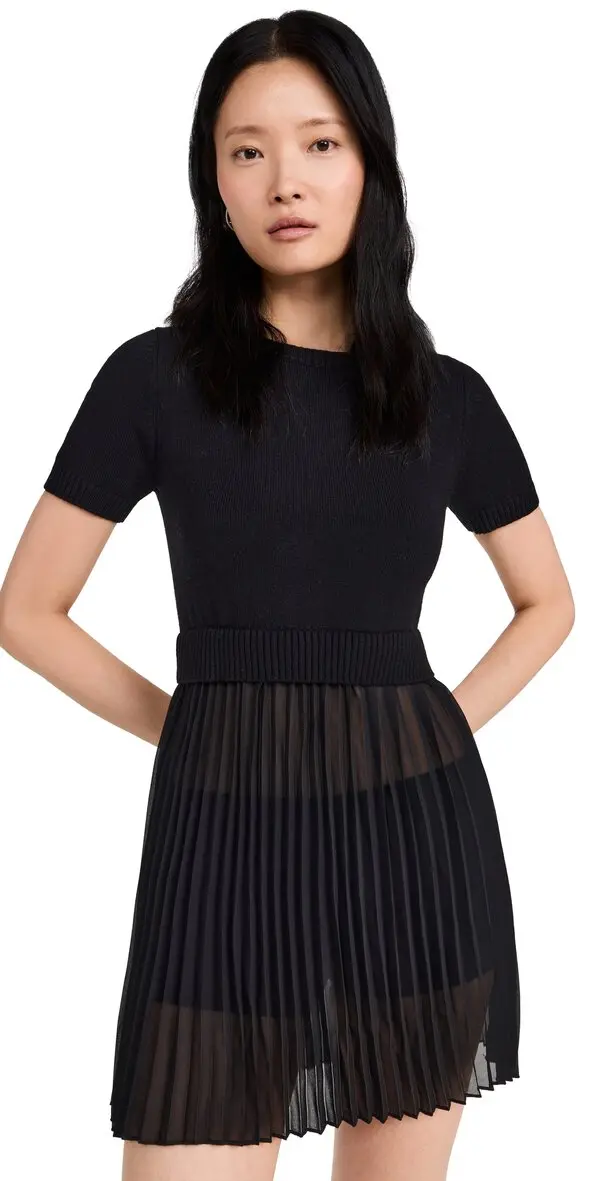 GUIZIO Evie Pleated Chiffon Dress