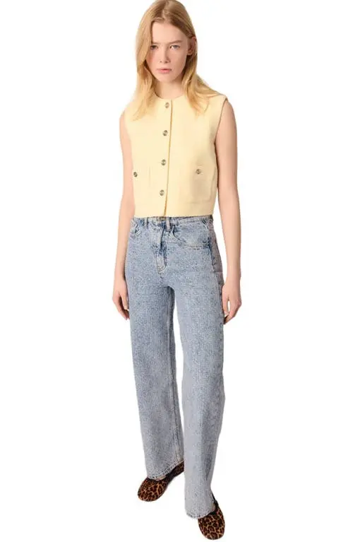 Maje Rhinestone Baggy Jeans - Blue