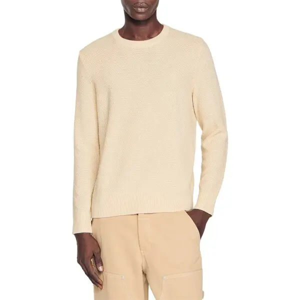 Sandro Fancy Knit Wool Jumper - Off White / Mastic