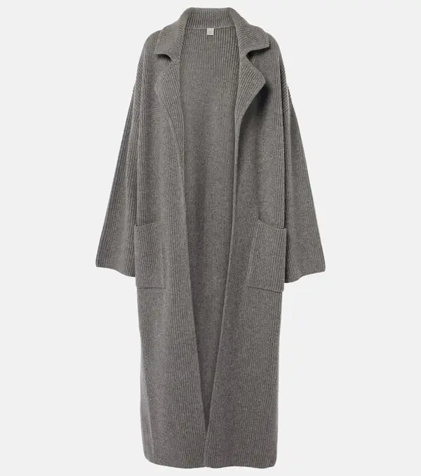 TOTÊME Ribbed-knit Wool-blend Cardigan - Grey