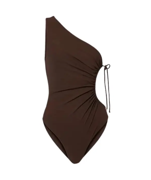 Saint Laurent One-shoulder Swimsuit - Brown