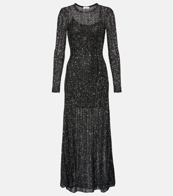 Alaïa Sequined Midi Dress - Black