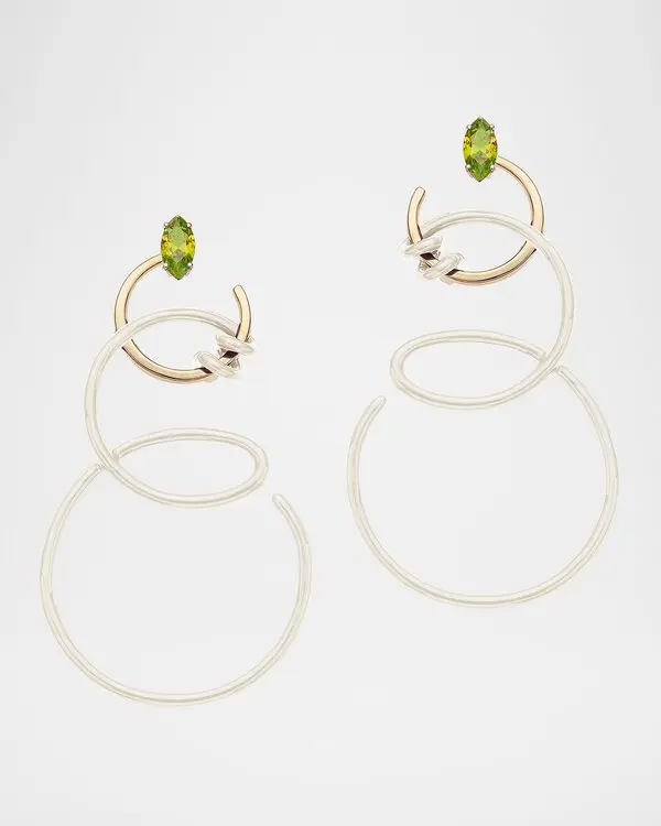Bea Bongiasca 9k Rose Gold And Sterling Silver Peridot Vine Earrings