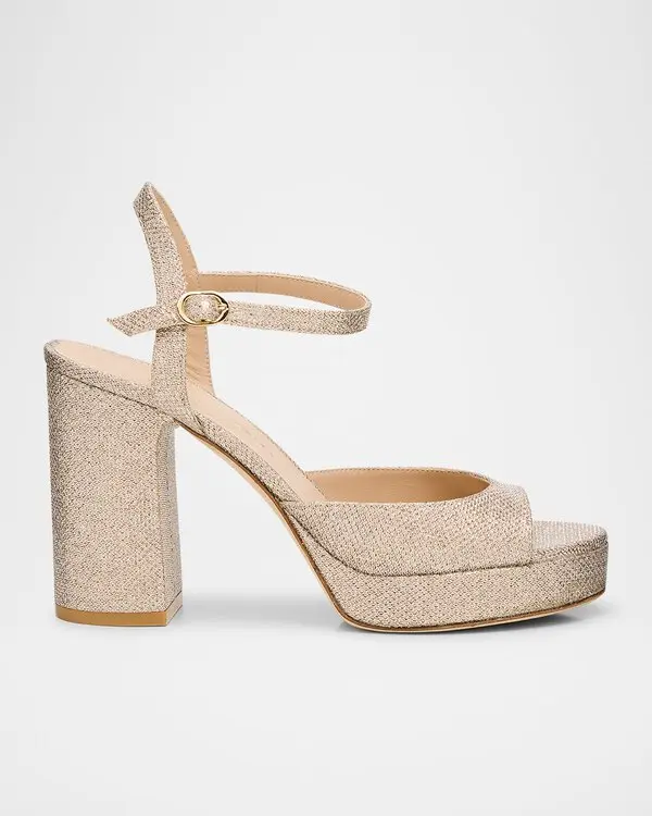 STUART WEITZMAN Dayna Shimmer Platform Sandals - Poudre