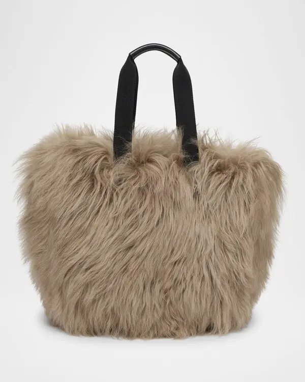 Moncler Shearling Tote Bag - Medium Beige