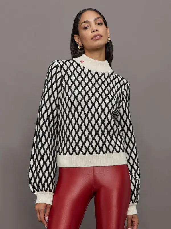 Perfect Moment Carving Merino Wool Sweater - Black/snow White