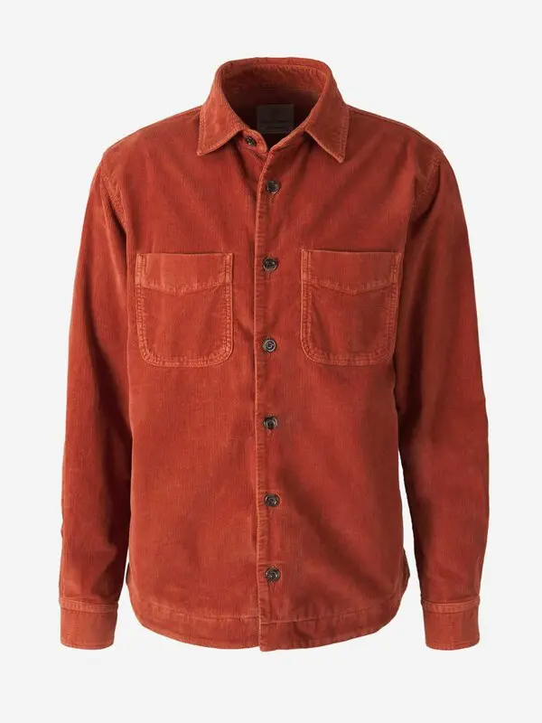 RICHARD J. BROWN Micro Corduroy Overshirt - Terracota