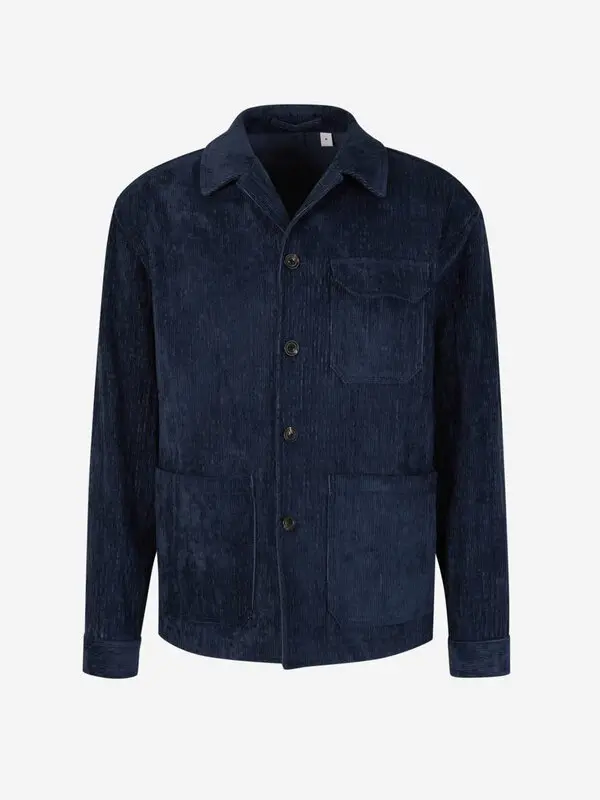 LARDINI Corduroy Button Overshirt - Midnight Blue