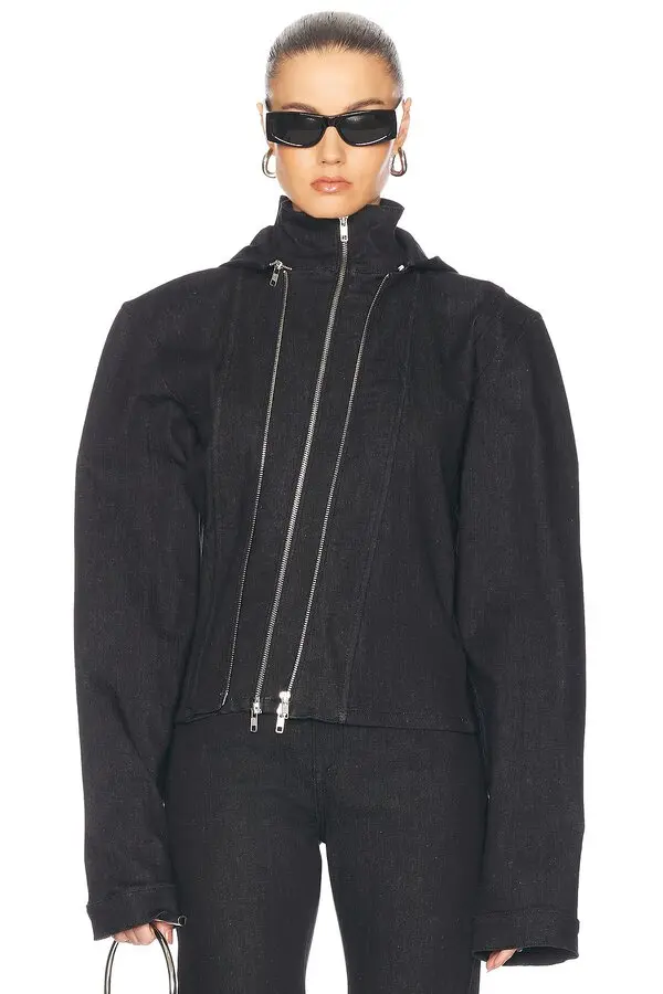 JADE CROPPER Asymmetric Denim Jacket