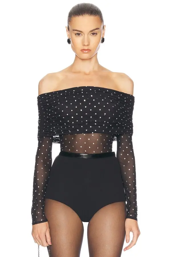 Retrofete Oriana Mesh Top - Black & Silver