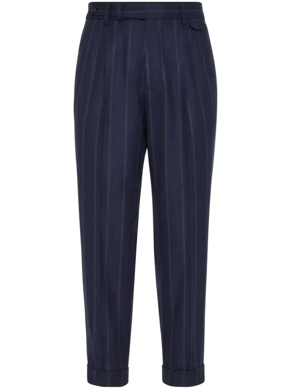 Brunello Cucinelli Pinstriped Wool Trousers