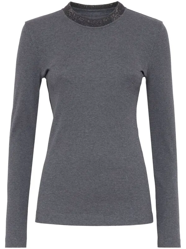 Brunello Cucinelli Embellished Ribbed Top