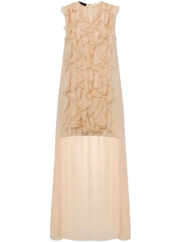 Alberta Ferretti Ruffle-detail Blouse - Neutrals