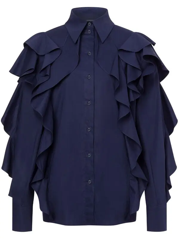 Alberta Ferretti Ruffle-detailing Shirt - Blue