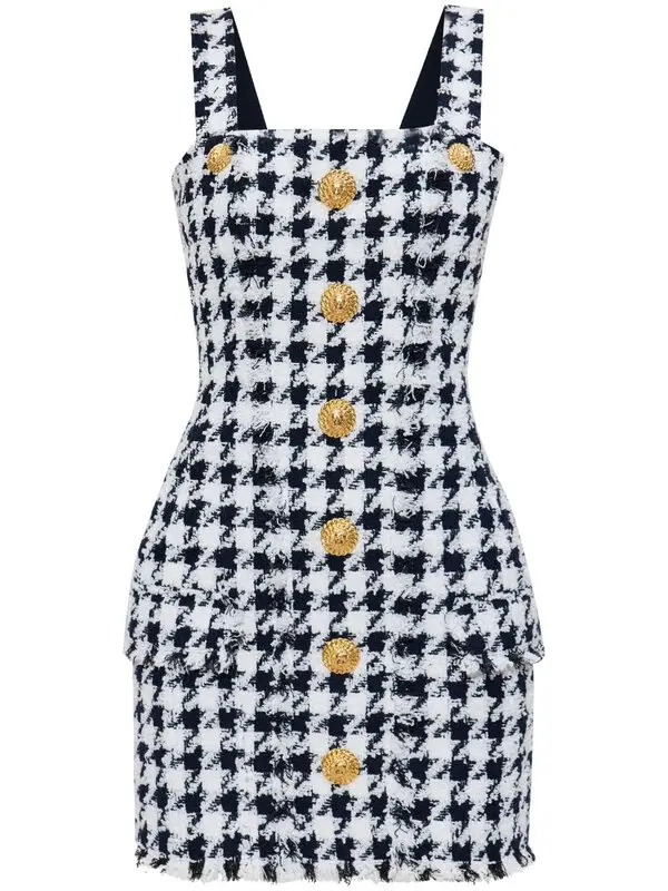 Balmain Tweed Mini Dress - White