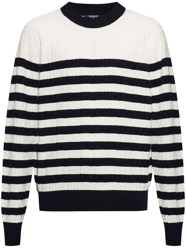 Balmain Striped Jumper - White
