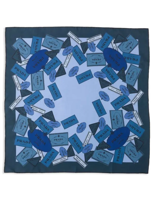 Prada Printed Twill Scarf - Blue