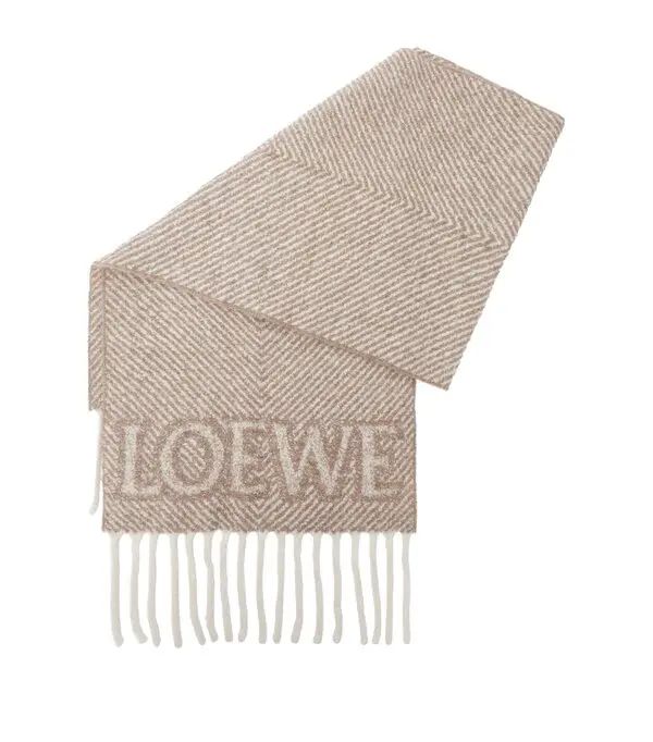 Loewe Alpaca-blend Logo Scarf - Beige