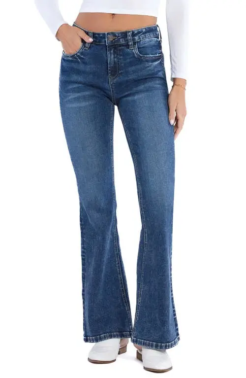 HINT OF BLU Mid-rise Flare Jeans - Victorian Blue
