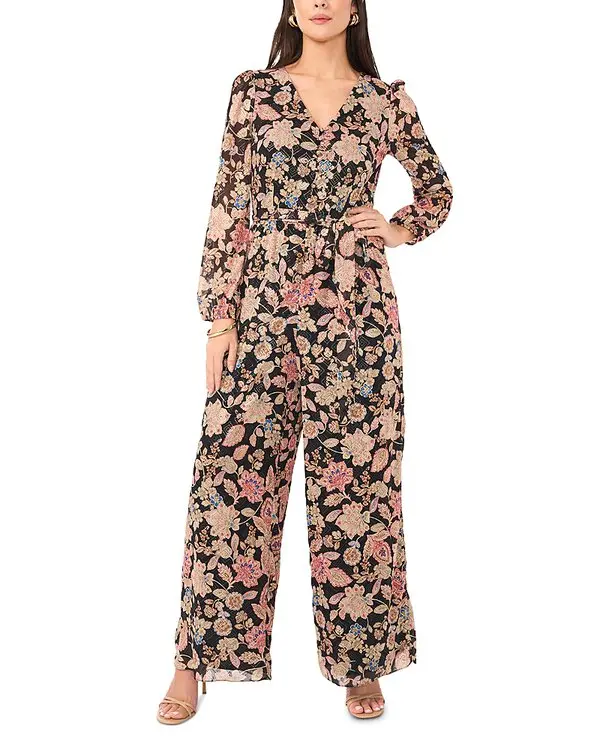Vince Camuto V-neck Tie Waist Jumpsuit