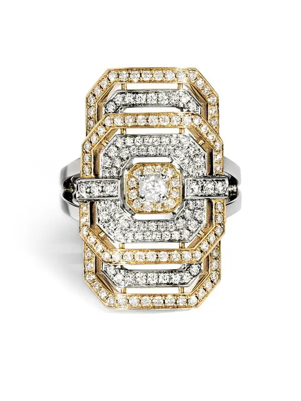STATEMENT 18kt Rose Gold And Sterling Diamond Ring - Silver