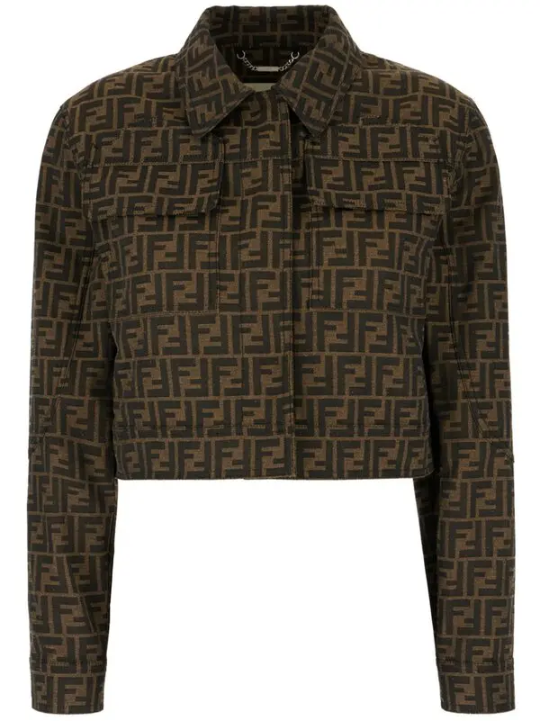 Fendi Ff-motif Cropped Jacket - Brown