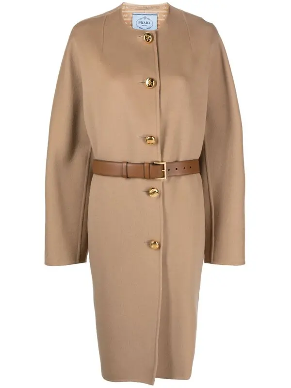 Prada Single-breasted Belted Coat