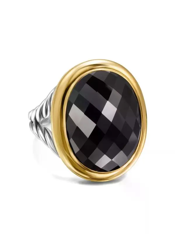 David Yurman 18kt Yellow Gold Albion Onyx Ring - Silver