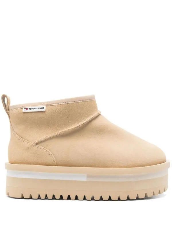 Tommy Hilfiger Suede Flatform Boots - Neutrals
