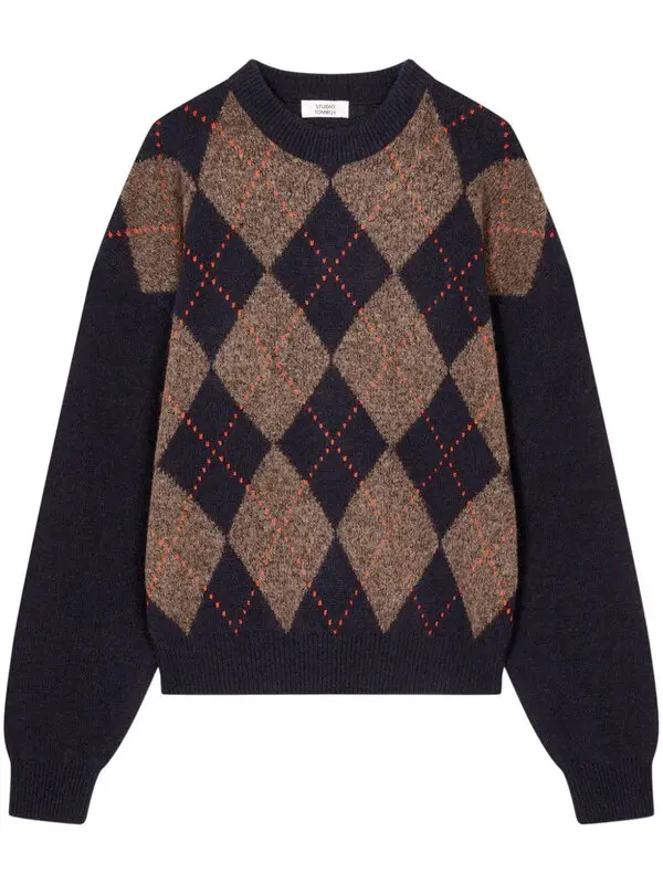 STUDIO TOMBOY Argyle Intarsia Knit Sweater - Blue