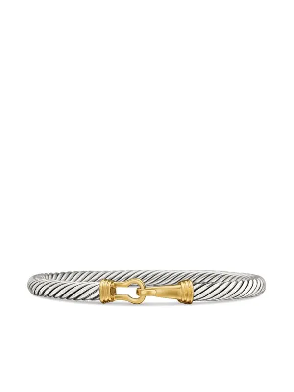 David Yurman 14k Yellow Gold And Sterling Silver Classic Cable Buckle Bracelet - S4 Silver/gold